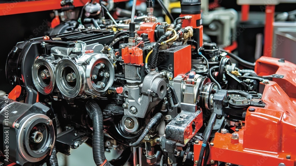 mechanics repair engine restoration concept. Close-up of an intricate ...