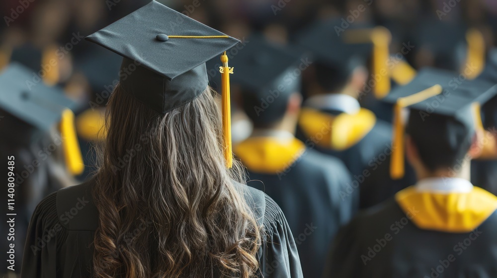 A heartfelt moment of a woman giving a graduation speech, capturing her ...
