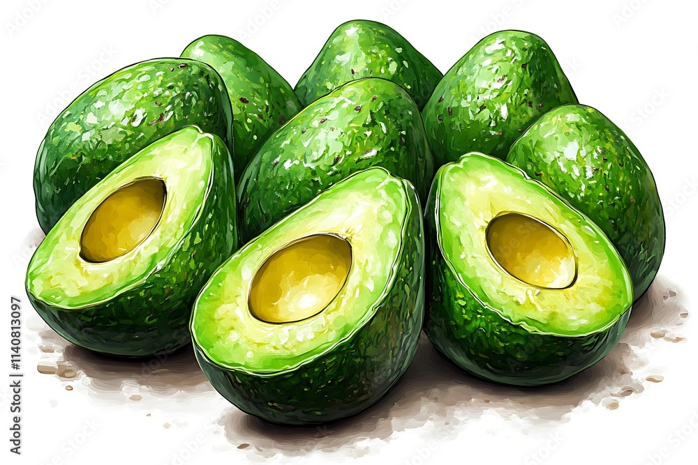 Avocado low poly. Fresh, nutritious and tasty avocado. Symbols of ...