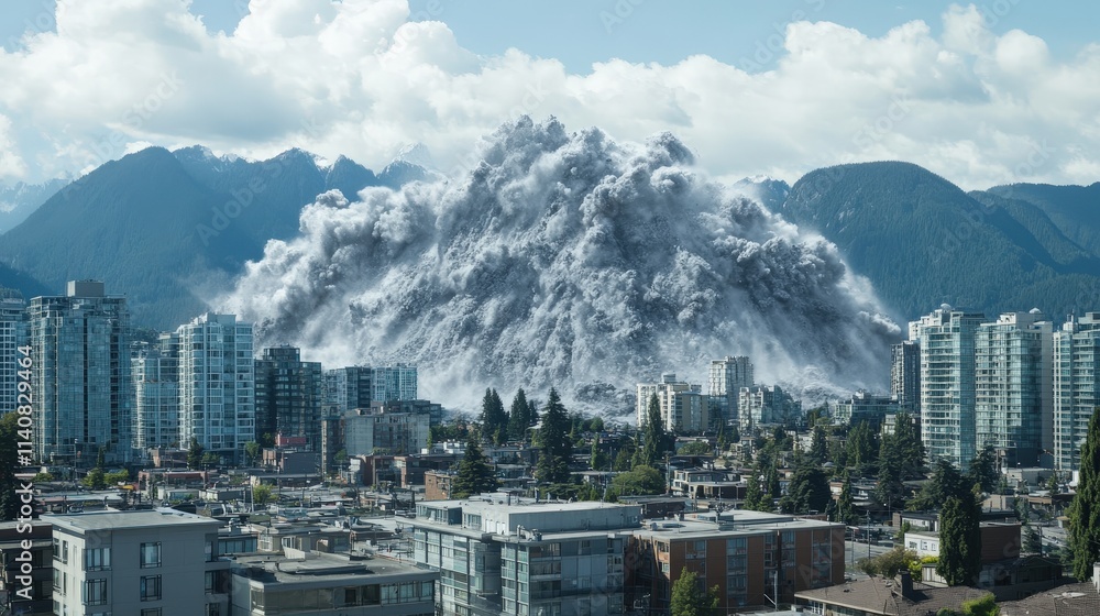 massive earthquake shaking the ground, splitting streets, crumbling ...