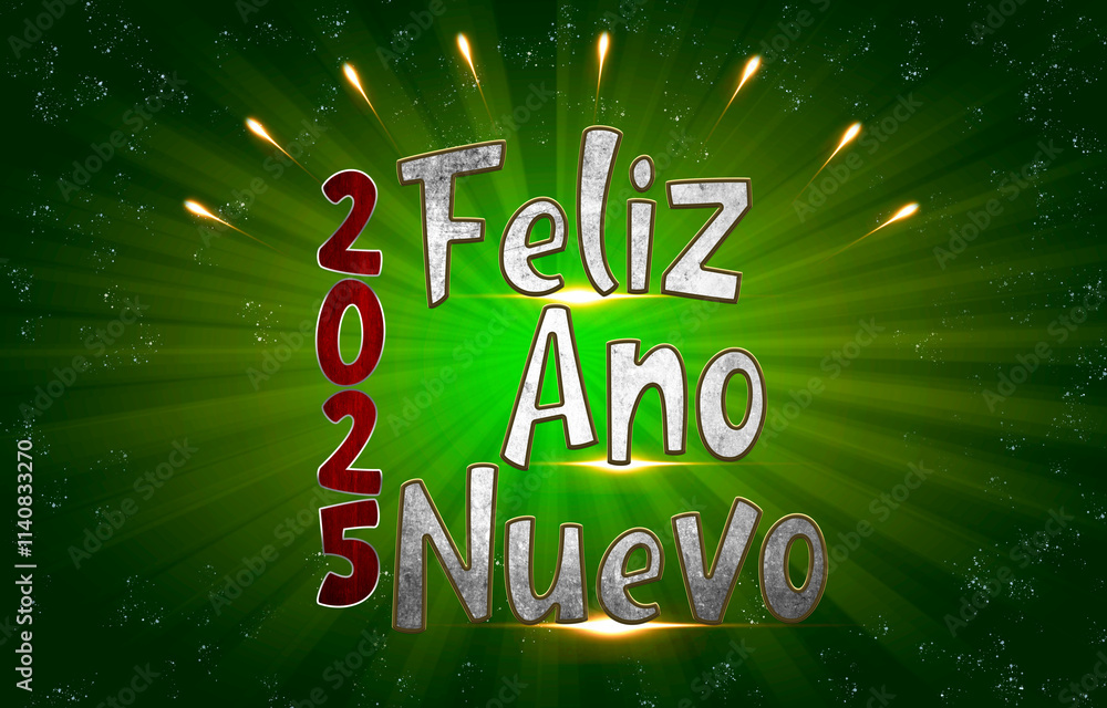 Happy New Year 2025 in Spanish language feliz ano nuevo banner ...
