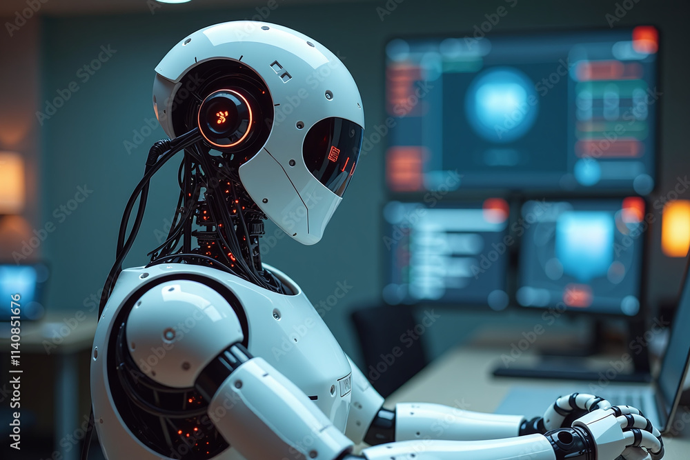 artificial intelligence powers smart robot machine learning capabilities innovative automated ...