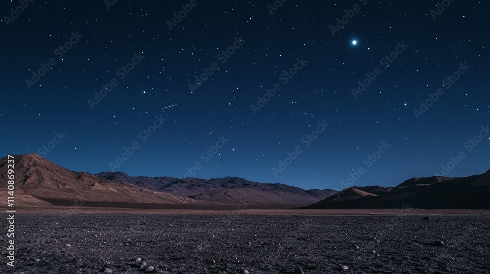Mars surface, alien planet landscape. Night space game background with ...