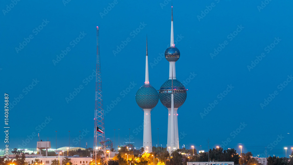 The Kuwait Towers day to night timelapse - the best known landmark of ...