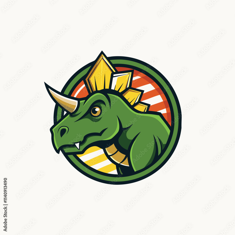 Triceratops big dangerous dino dinosaur. Cartoon character illustration ...