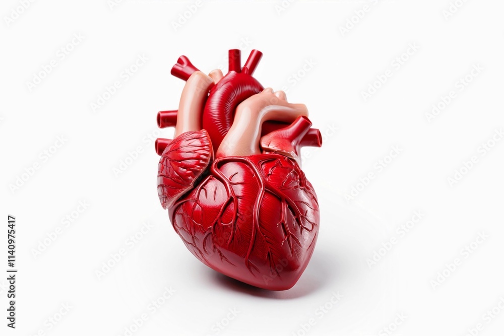 Realistic 3D illustration of human heart anatomy isolated on white ...