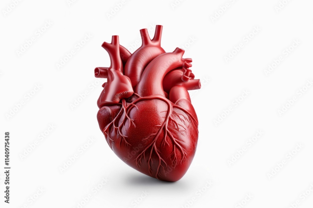 Realistic 3D illustration of human heart anatomy isolated on white ...