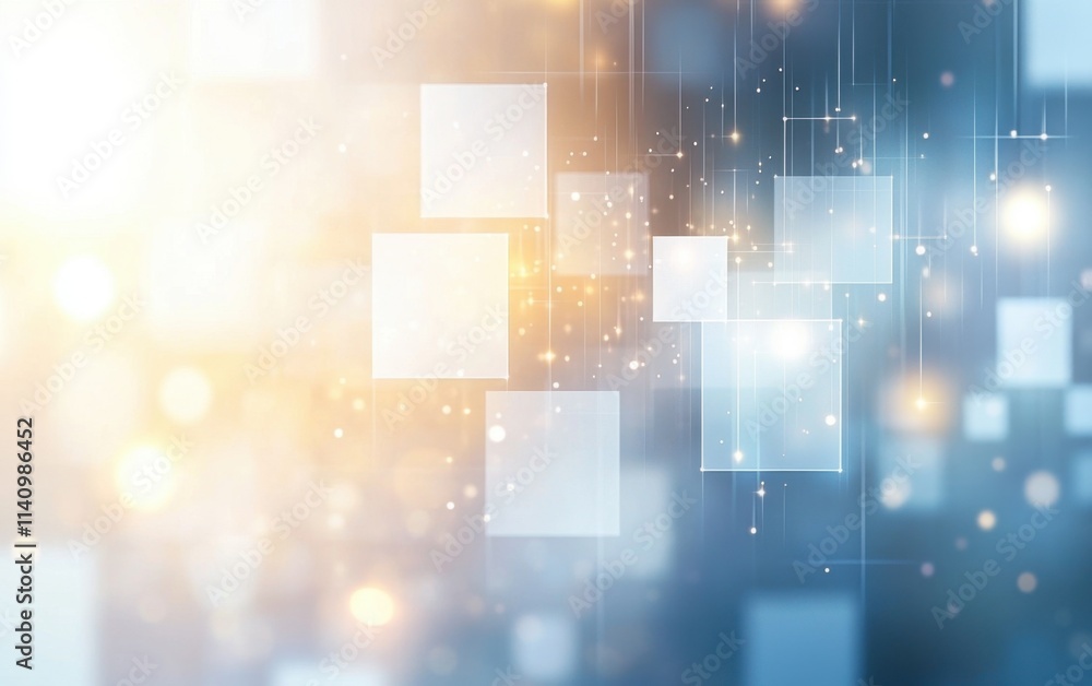 Blue background with white squares and light effect Digital technology ...