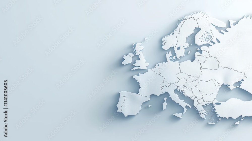 Simplified Europe political map, major cities and borders labeled ...