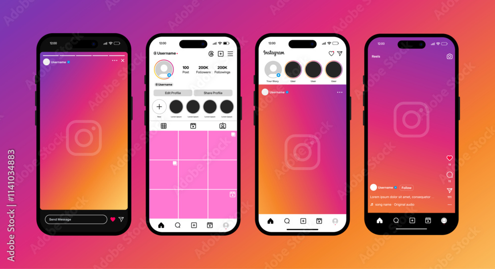instagram mockup social media template. update instagram post mock up ...