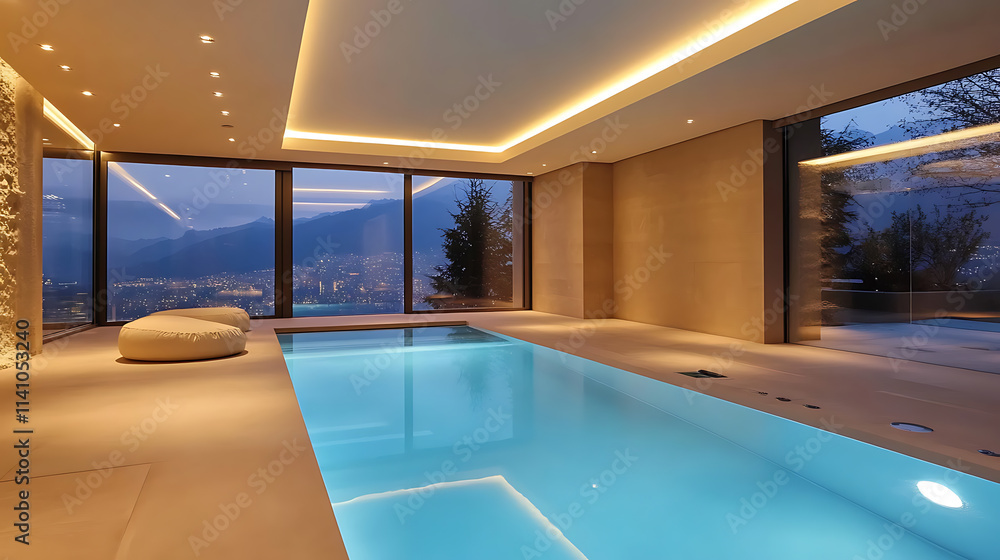 Elegant minimalist indoor pool: experience tranquility with high-end ...