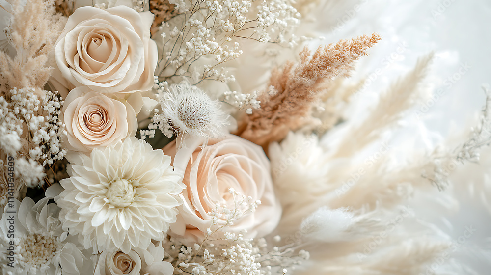 Boho style background with neutral pastel color style and natural ...
