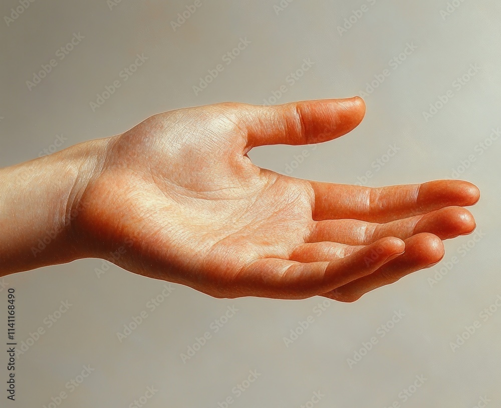 Hyper-realistic hand gesture reaching out interaction communication ...