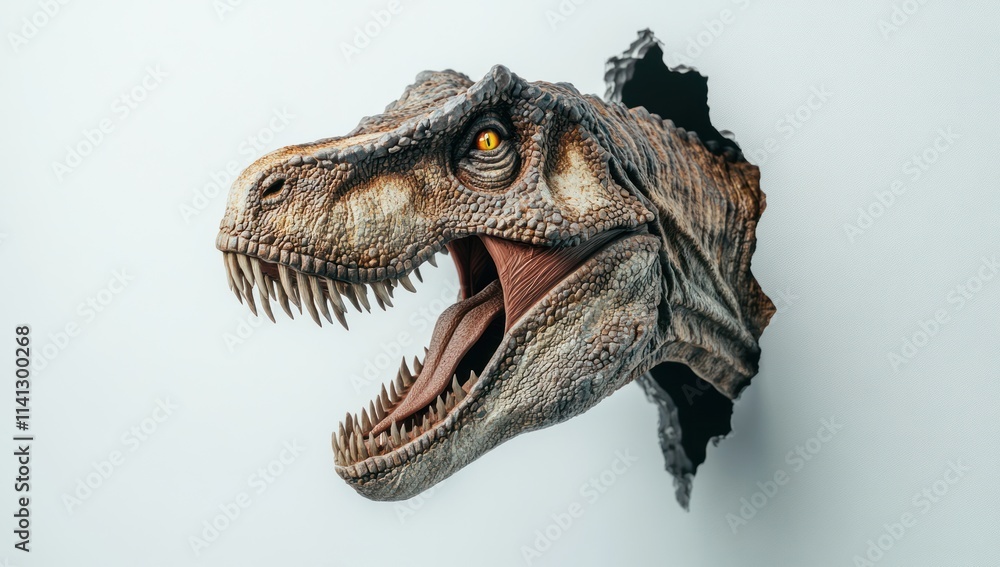 Tyrannosaurus Rex Breaking Through the Wall Stock Illustration | Adobe Stock