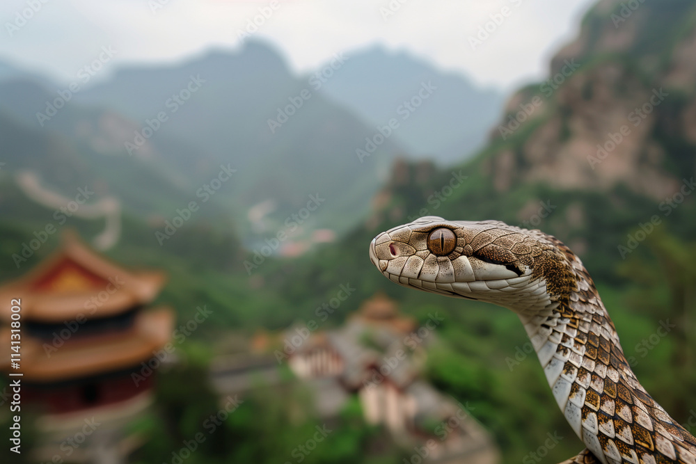 Snake in Natural Landscape of China Among Mountains and Rivers for 2025 ...