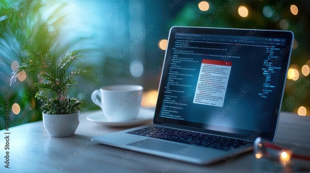 Coding Workspace with Laptop Digital Tools and Productivity Concepts ...