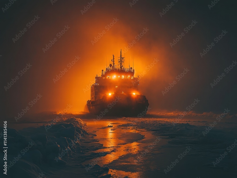 Ice Breaker Ships Navigating Arctic Shipping Routes Polar Regions Photo ...
