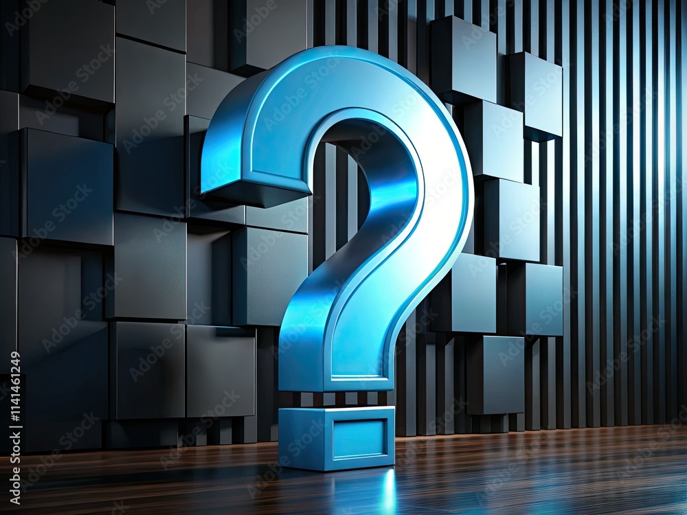 Black background. Blue 3D question mark. Fashion photography's ...