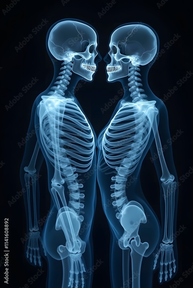X-ray of Two Skeletons Facing Each Other: A Visualization of Human ...