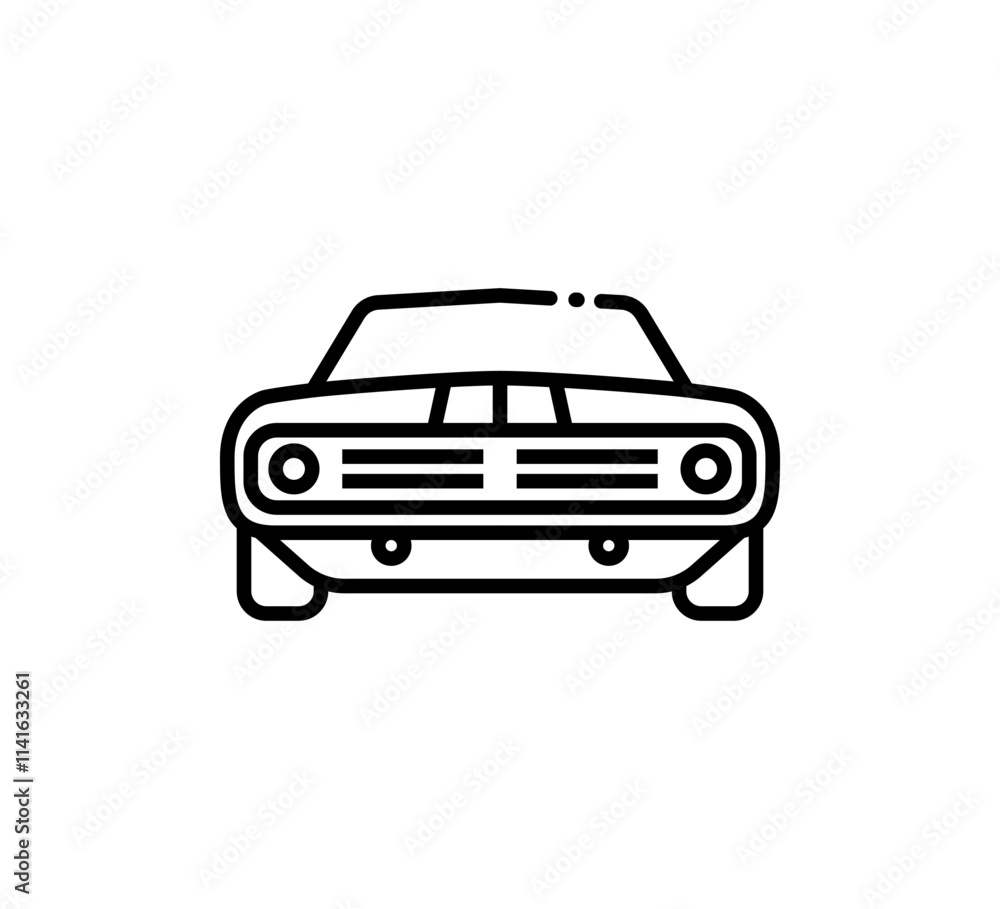 Classic car icon. Front view. Vector illustration on white background ...