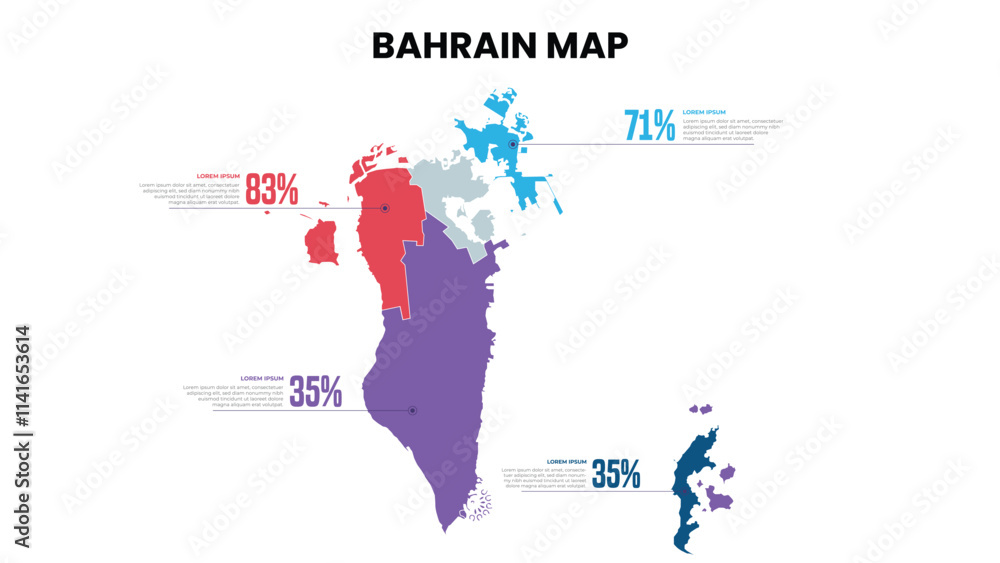Bahrain Modern Map Percentage Infographic Template Detailed infographic ...