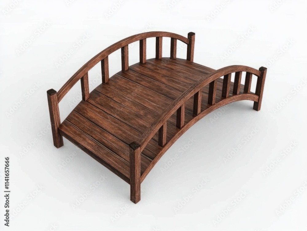 Elegant Wooden Bridge Design in 3D Render featuring Arched Structure ...