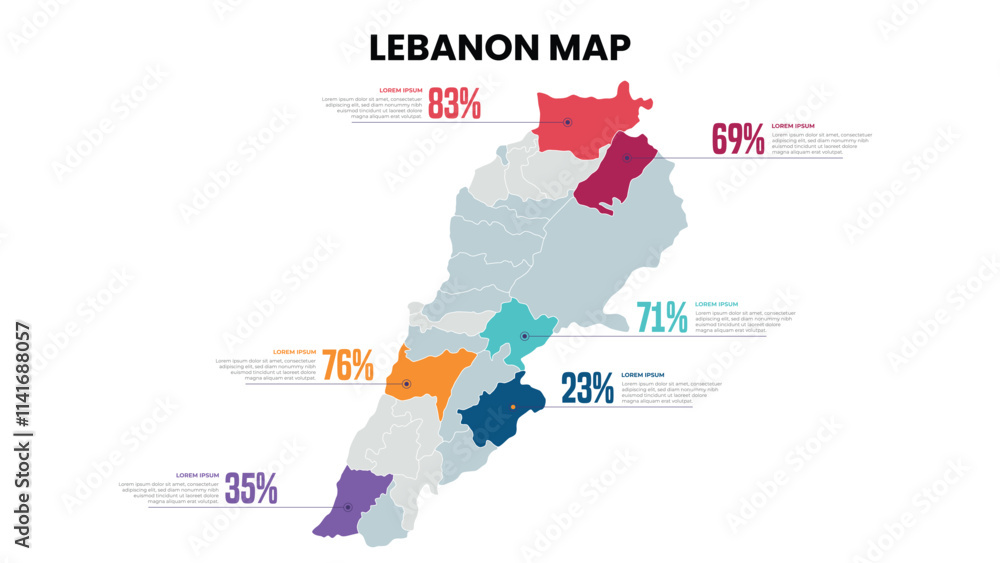 Lebanon Modern Map Percentage Infographic Template Detailed infographic ...