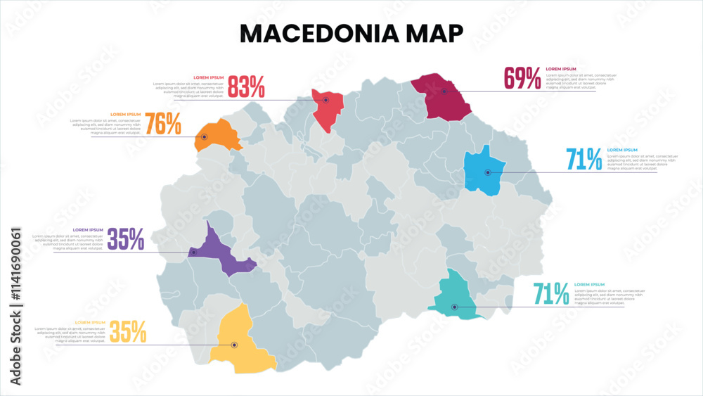 Macedonia Modern Map Percentage Infographic Template Detailed ...