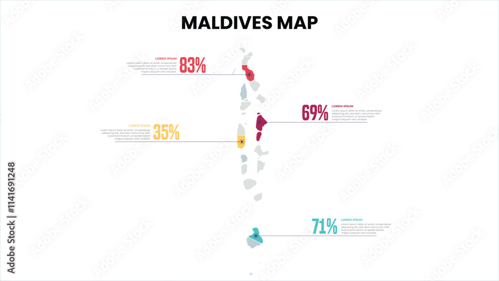 Maldives Modern Map Percentage Infographic Template Detailed ...