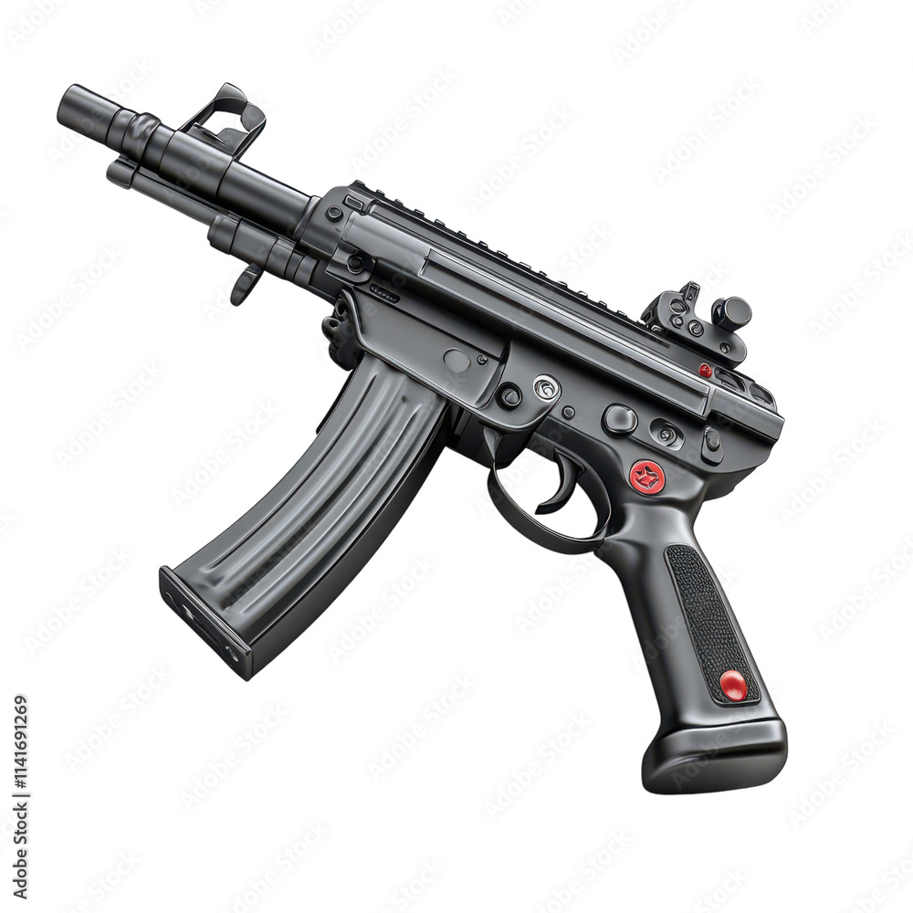 3D Illustration of a Submachine Gun Design Transparent Background Stock ...