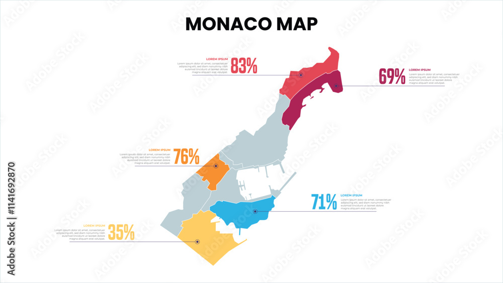 Monaco Modern Map Percentage Infographic Template Detailed infographic ...