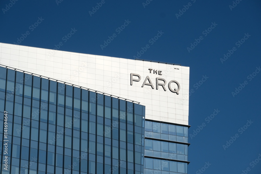 Modern glass mixed-use building The Parq soars into blue sky in Thai ...