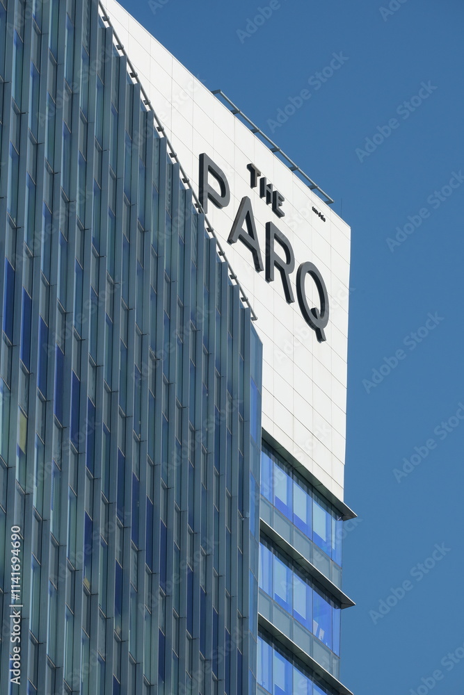 Modern glass mixed-use building The Parq soars into blue sky in Thai ...