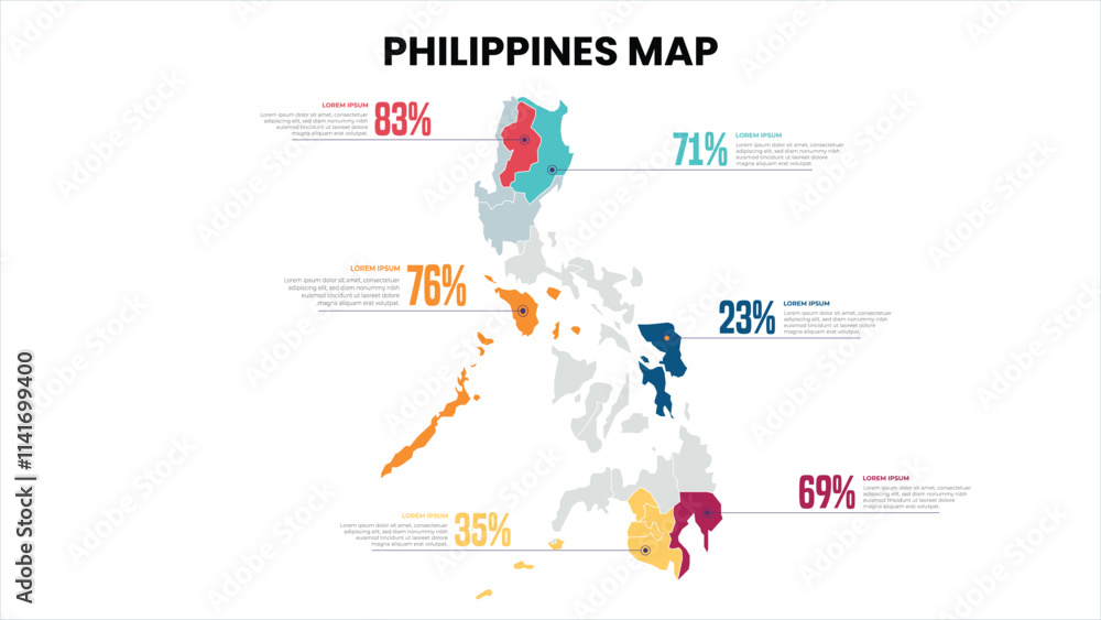 Philippines Modern Map Percentage Infographic Template Detailed ...