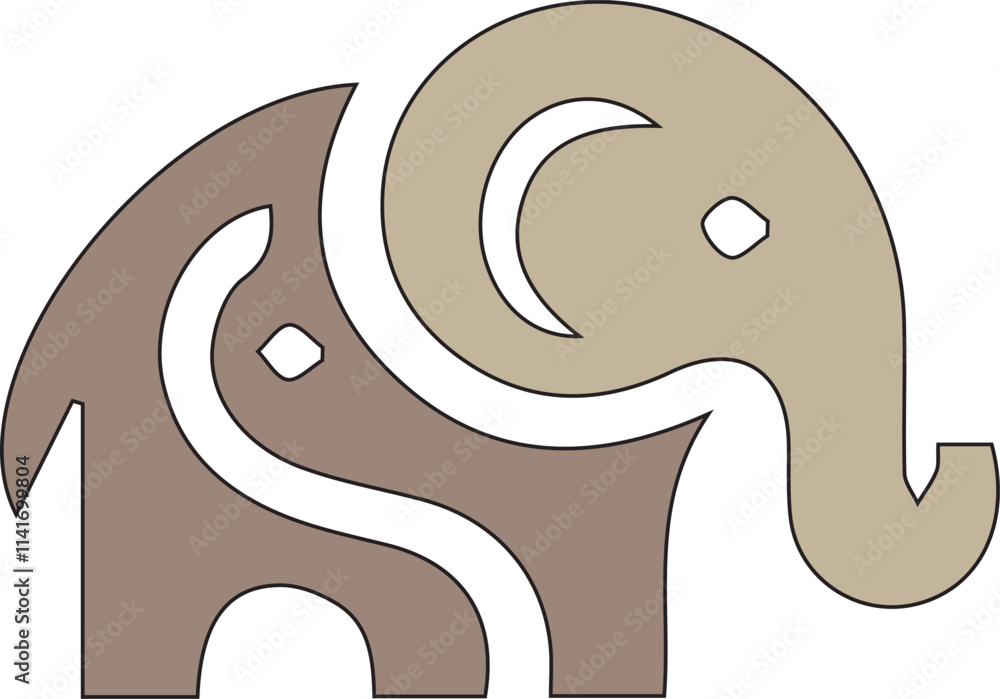 Elephant animal anagram symbol logo icon design as a mascot depiction ...