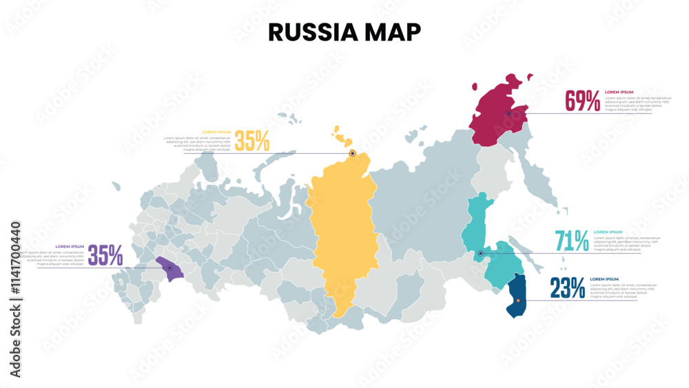 Russia Modern Map Percentage Infographic Template Detailed infographic ...