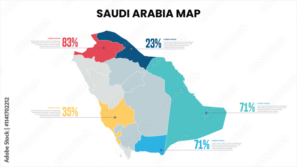Saudi Arabia Modern Map Percentage Infographic Template Detailed ...