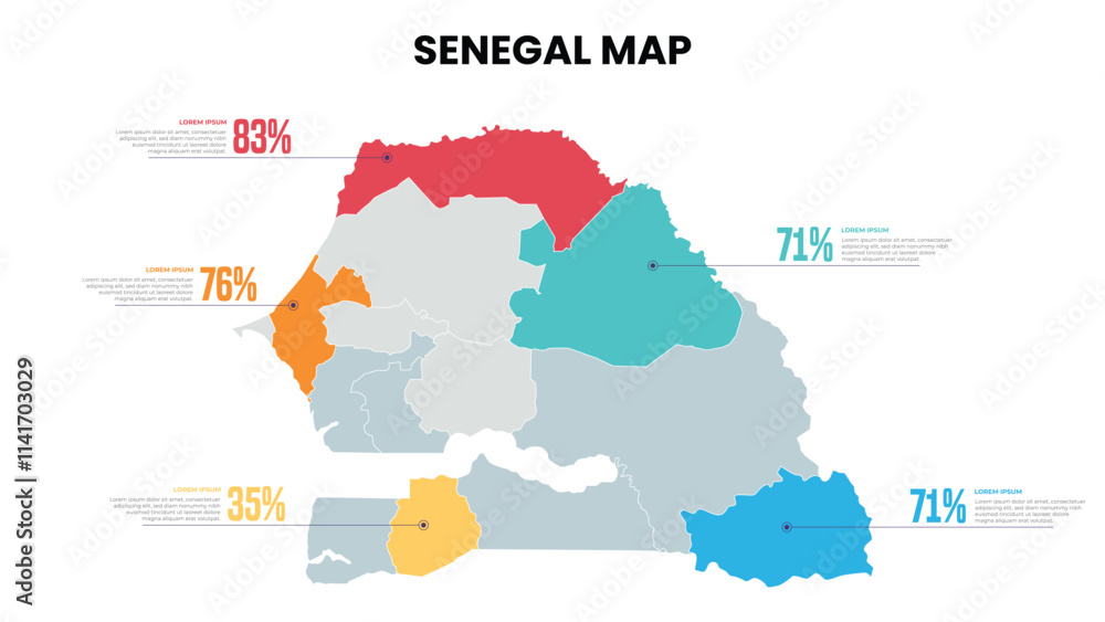 Senegal Modern Map Percentage Infographic Template Detailed infographic ...