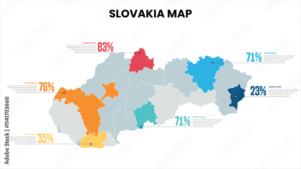 Slovakia Modern Map Percentage Infographic Template Detailed ...