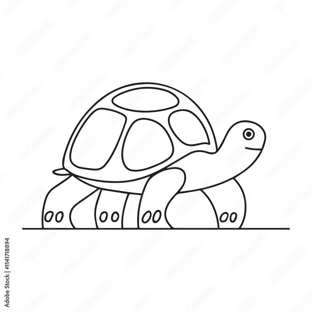 Turtle cartoon coloring page vector isolated on white background. Stock ...