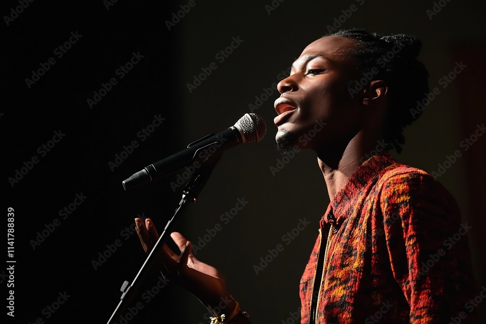 Passionate Spoken Word Poet Performing on Intimate Stage with ...