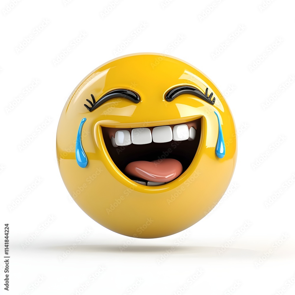 Happy emoji with joyful expression and joyful tears of laughter Stock ...