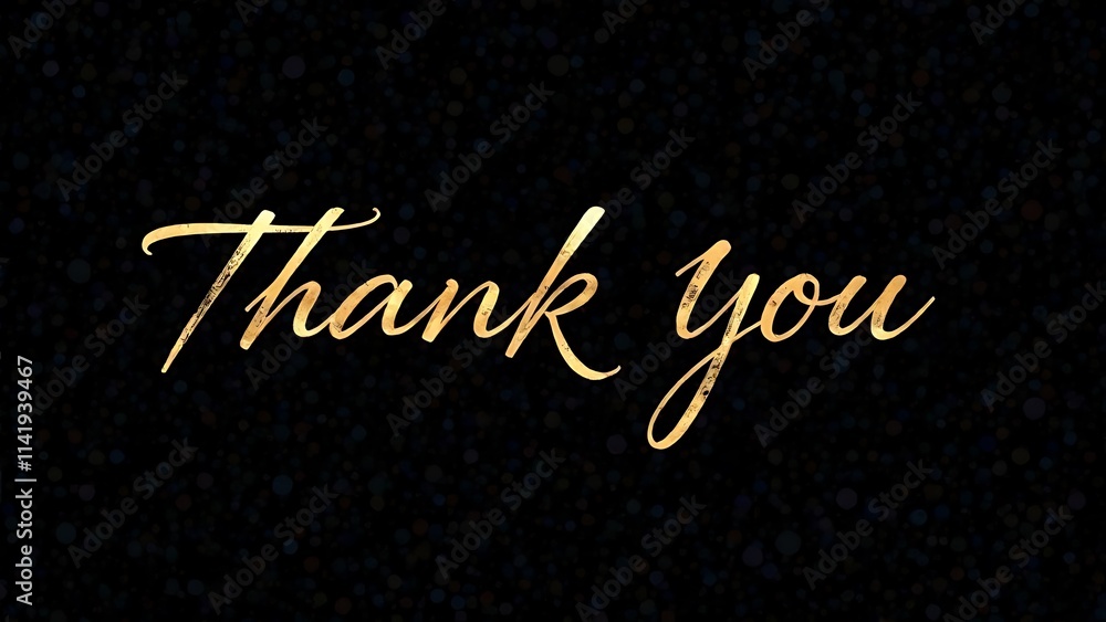 "Thank You" in gold script on a black background Stock Illustration ...