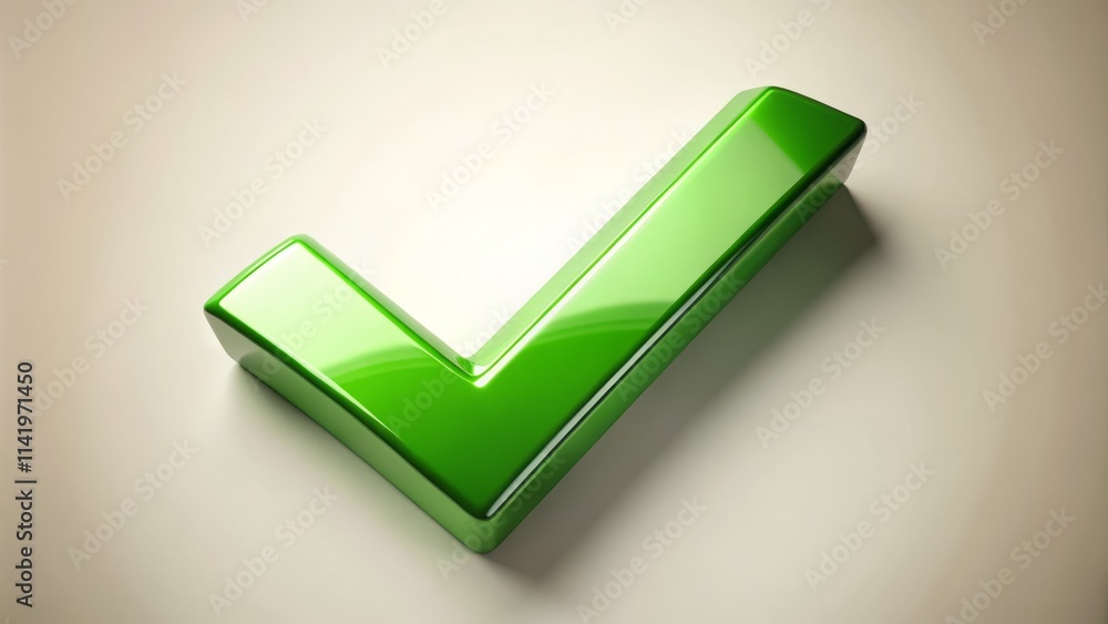 3D Green Checkmark Render - Bird's Eye View, High Resolution, Realistic ...