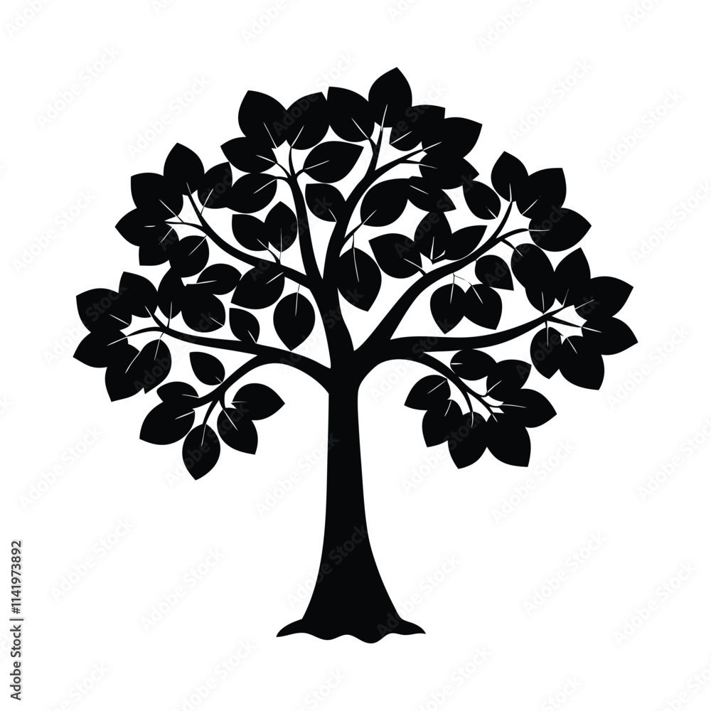 vector of Fig Tree (Ficus carica) design, labeled vector art, linocut ...