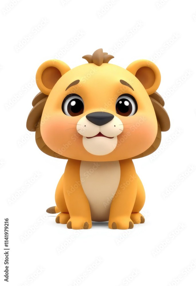 3D Chibi Lion Flashcards Clipart. Suitable for animal flashcard ...