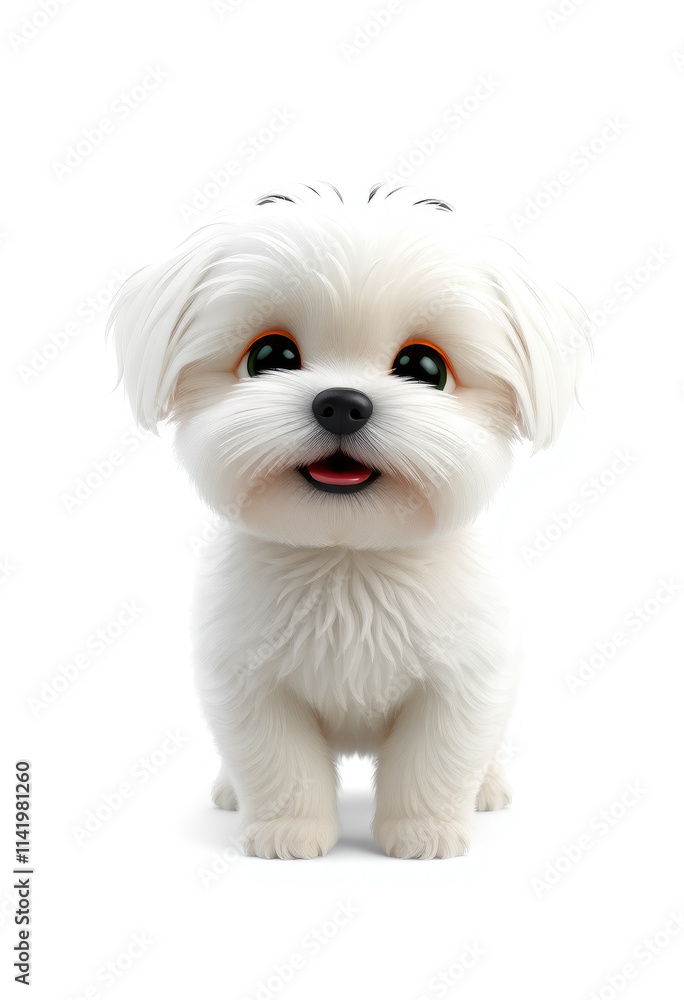 3D Chibi Maltese Dog Flashcards Clipart. Suitable for animal flashcard ...