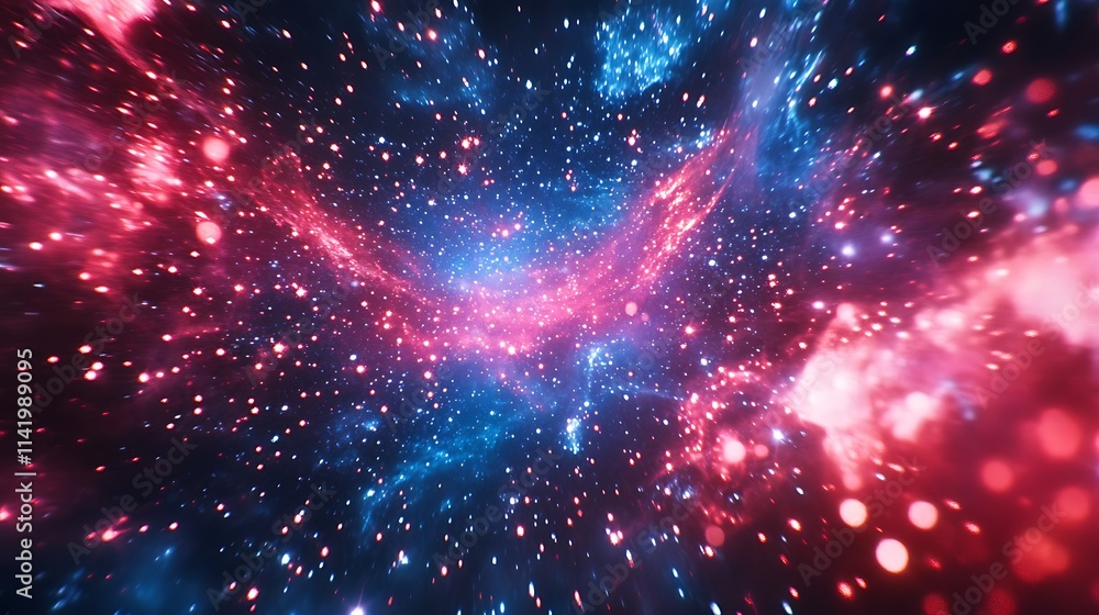 Hyperbolic Nebula: A 3D Render of Cosmic Travel Through Red and Blue ...