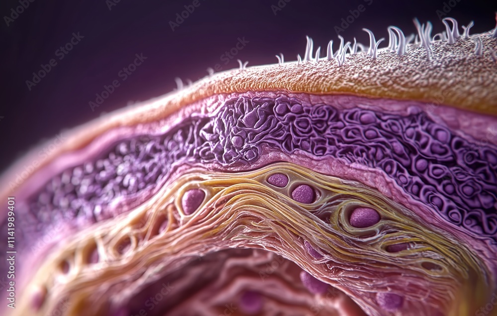 A detailed cross-section of the layering in an interior view, showing ...