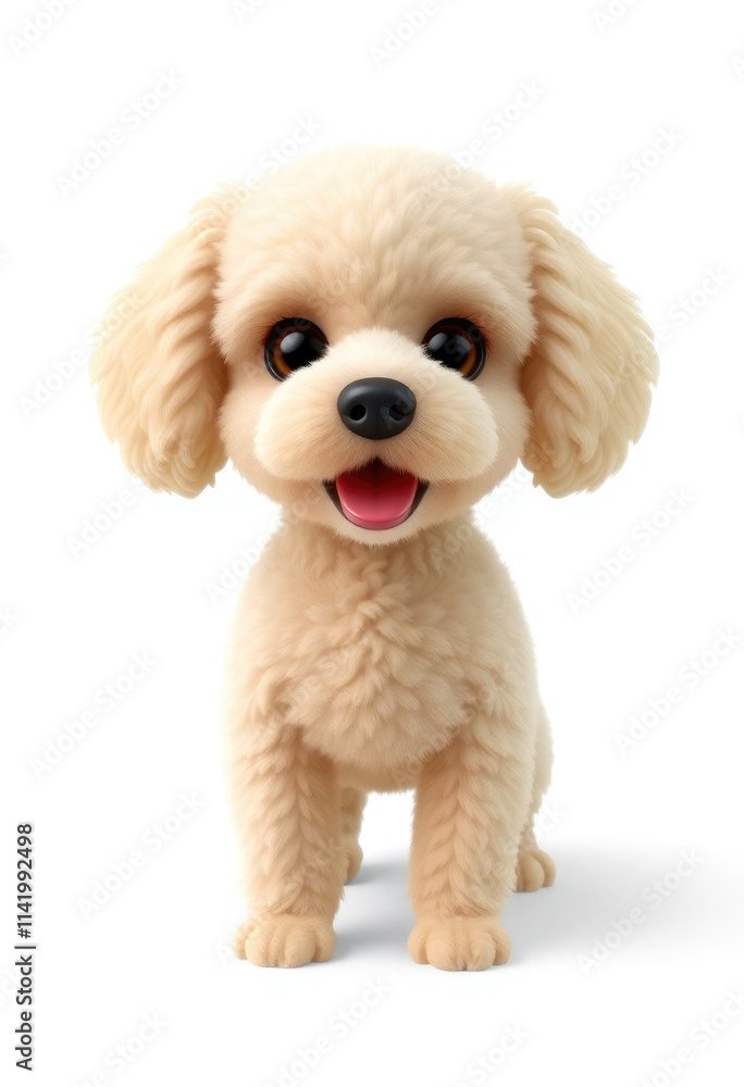 3D Chibi Poodle Dog Flashcards Clipart. Suitable for animal flashcard ...